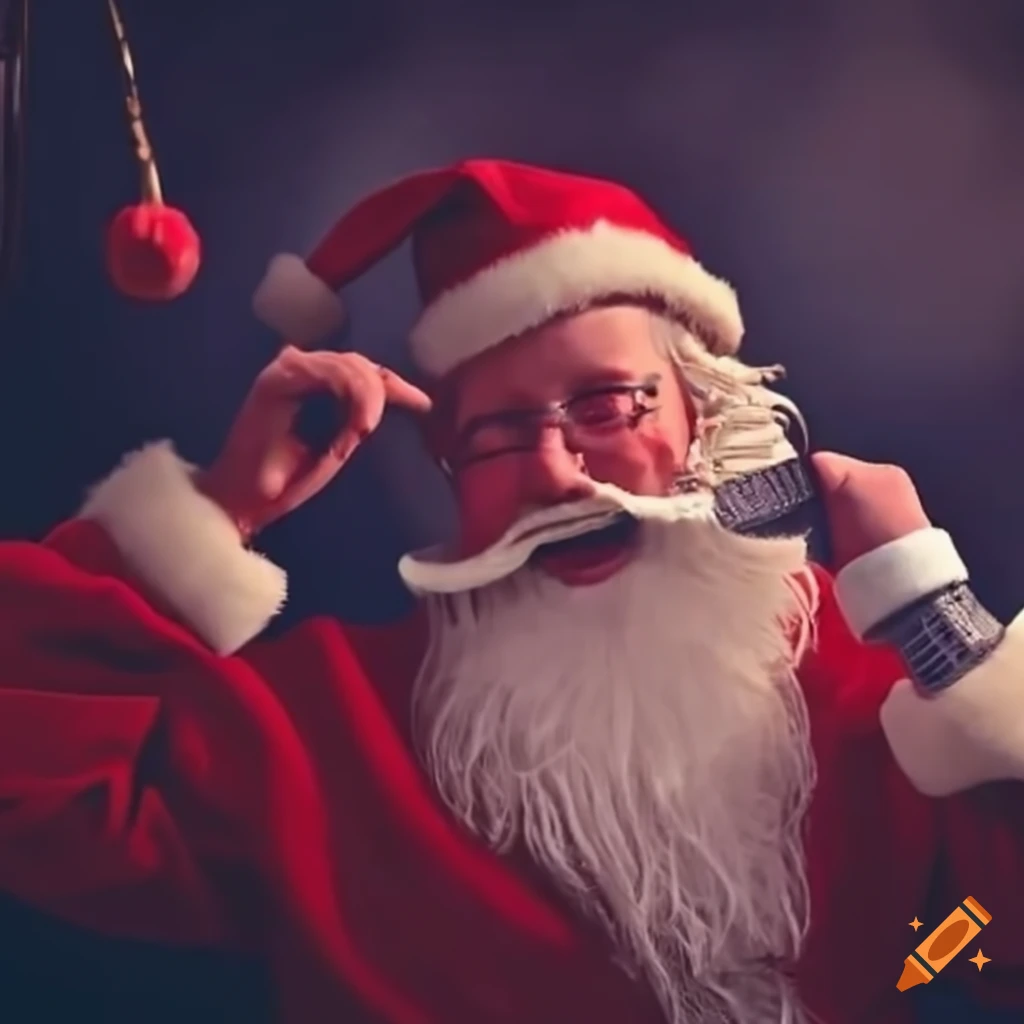 Michael van gerwen wearing a santa suit on Craiyon