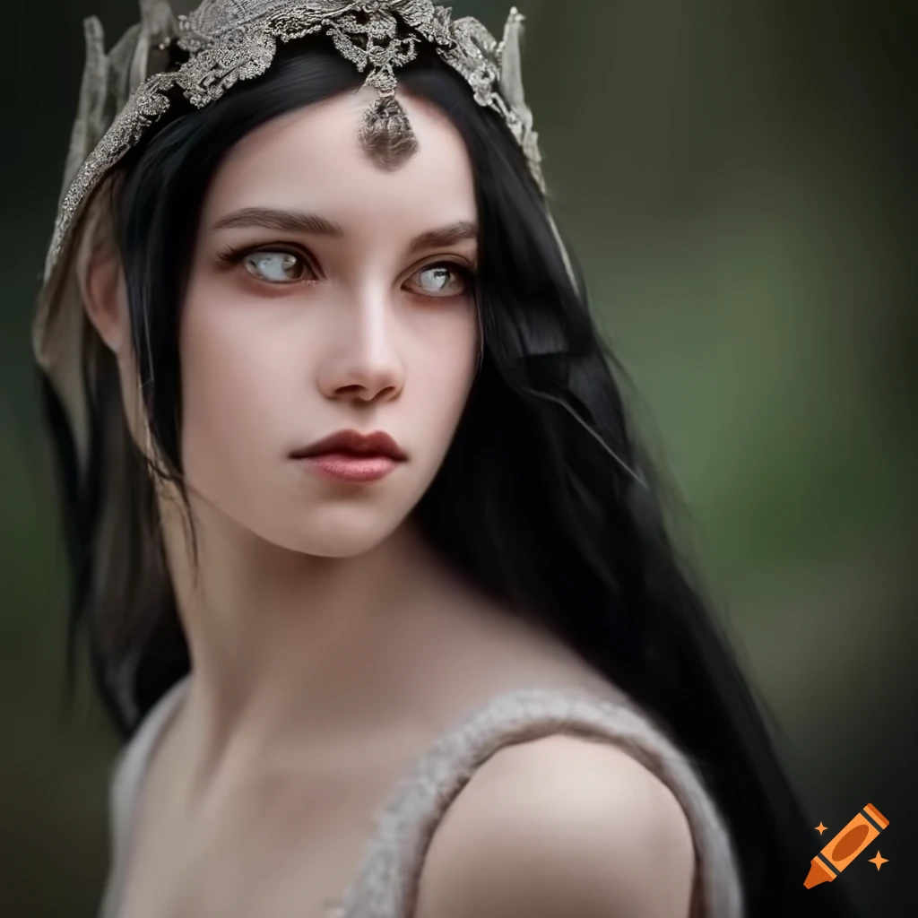 Portrait of a beautiful shy medieval maiden