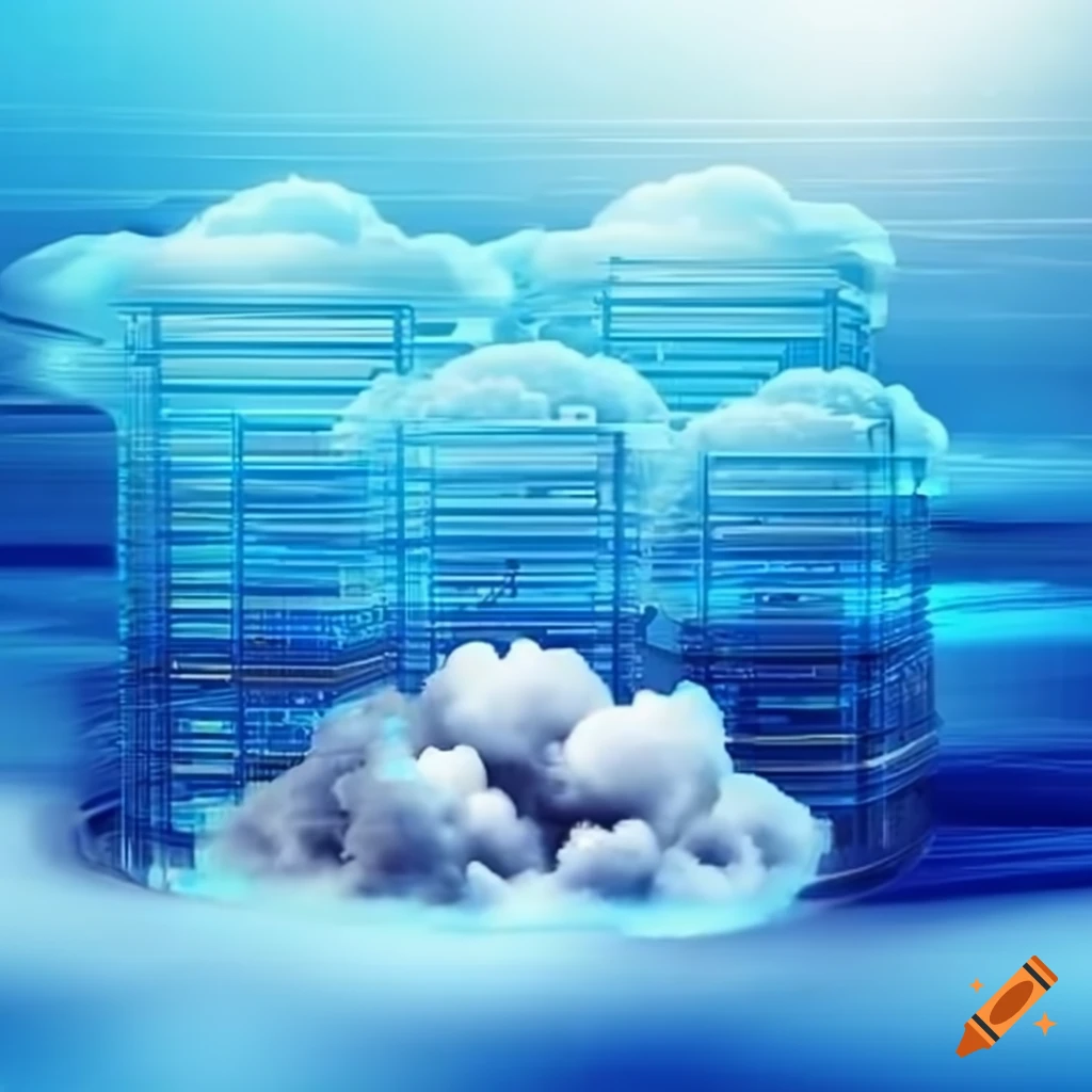 Illustration of interconnected servers forming a cloud