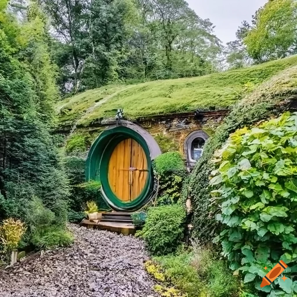 Picture of a mossy hobbit cottage surrounded by greenery on Craiyon