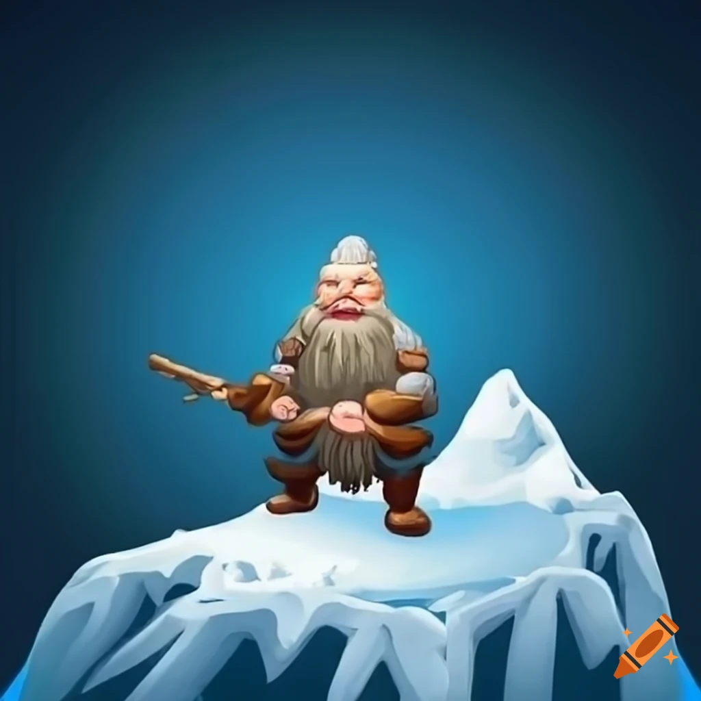 Image of a dwarf in snowy mountains on Craiyon