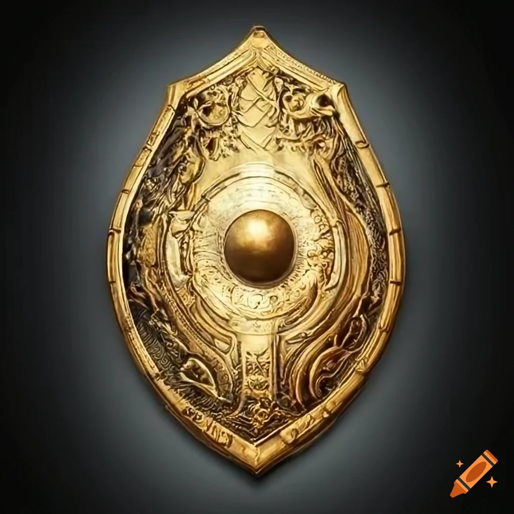 Elegant handcrafted silver heater shield with moon and wolf designs on ...