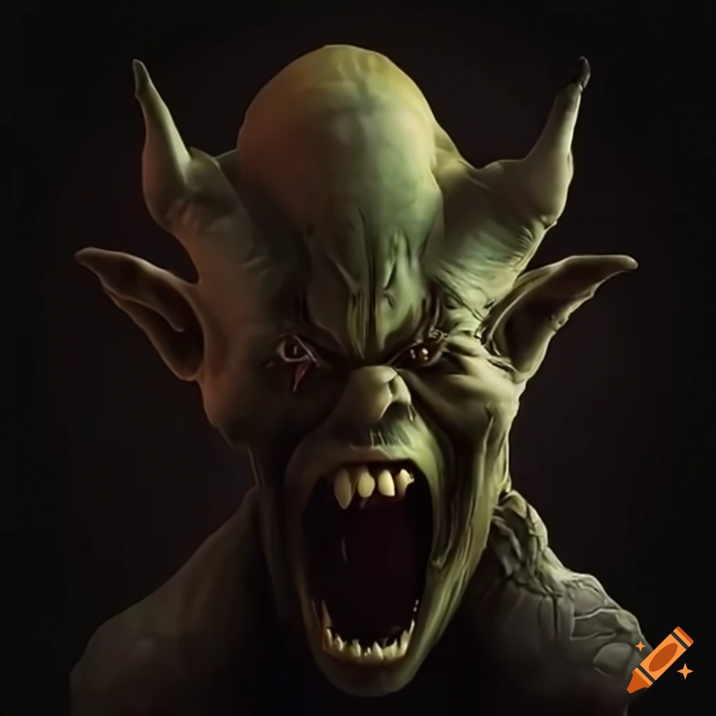 Illustration of a screaming goblin on Craiyon