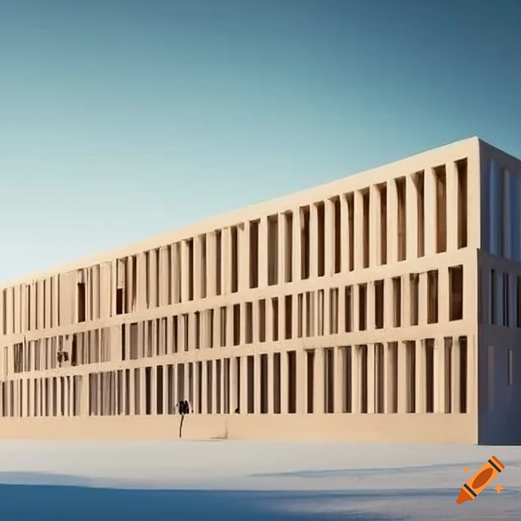 Modern white school building on Craiyon