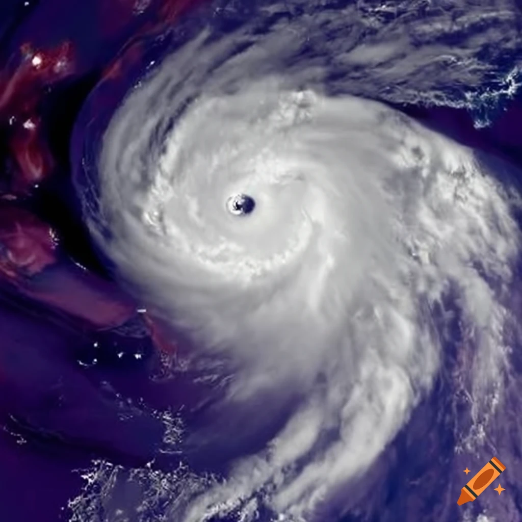 Satellite image of a hurricane on Craiyon