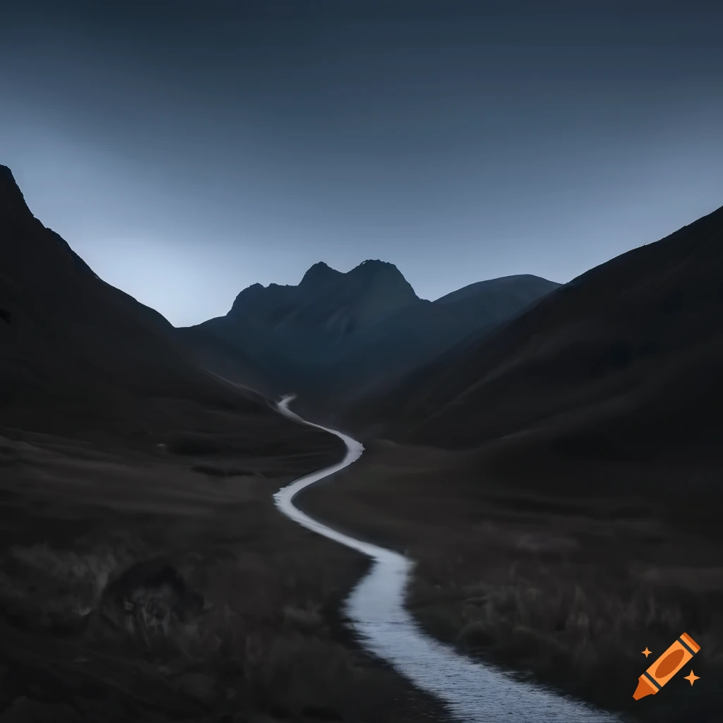 Photo of a desolate landscape with a winding path on Craiyon