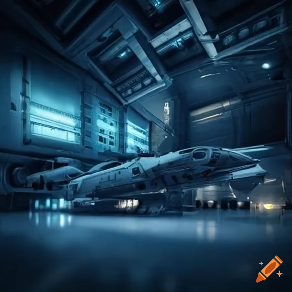 Interior of a futuristic gallente federation spaceship from eve online on Craiyon