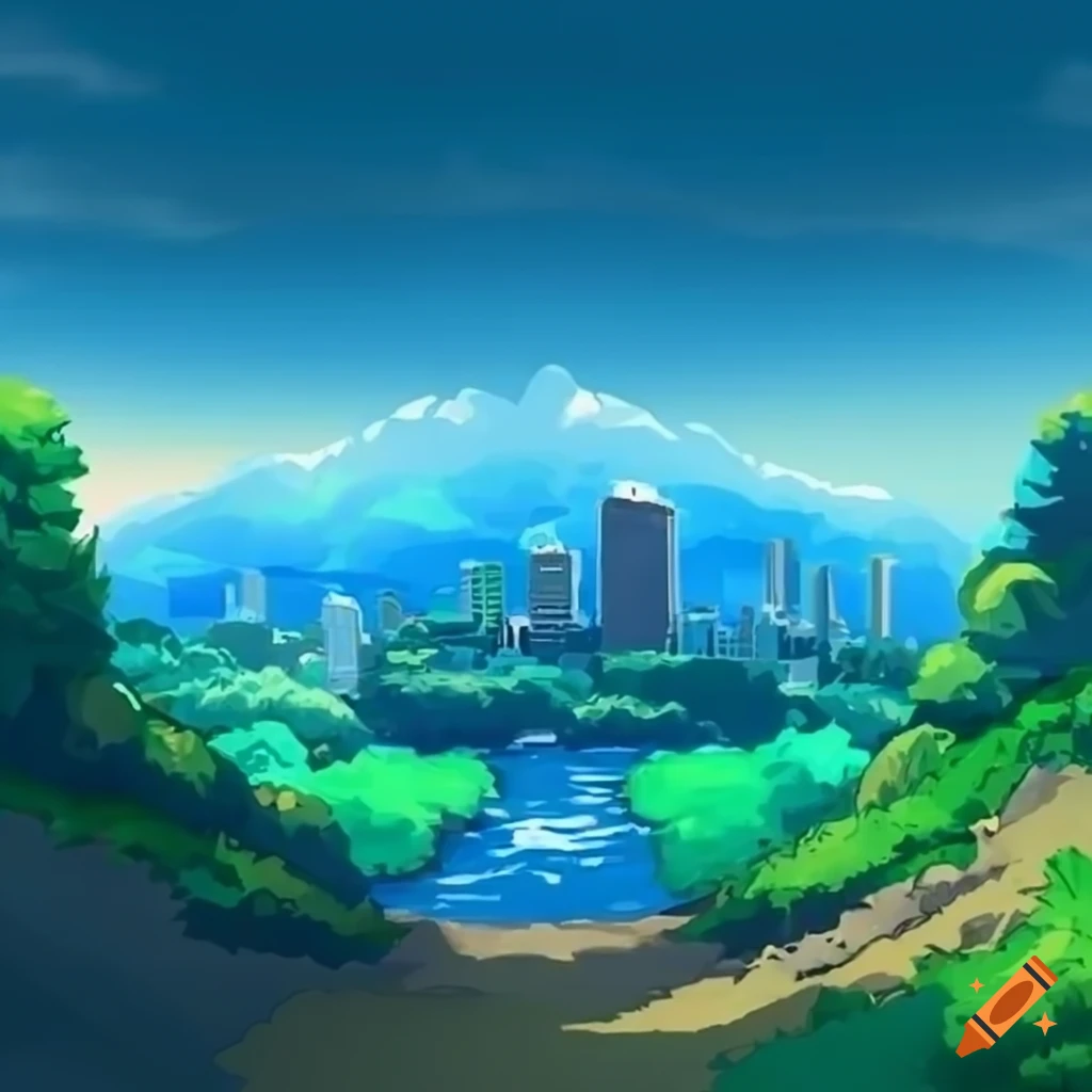 Pokemon battle background in a city on Craiyon