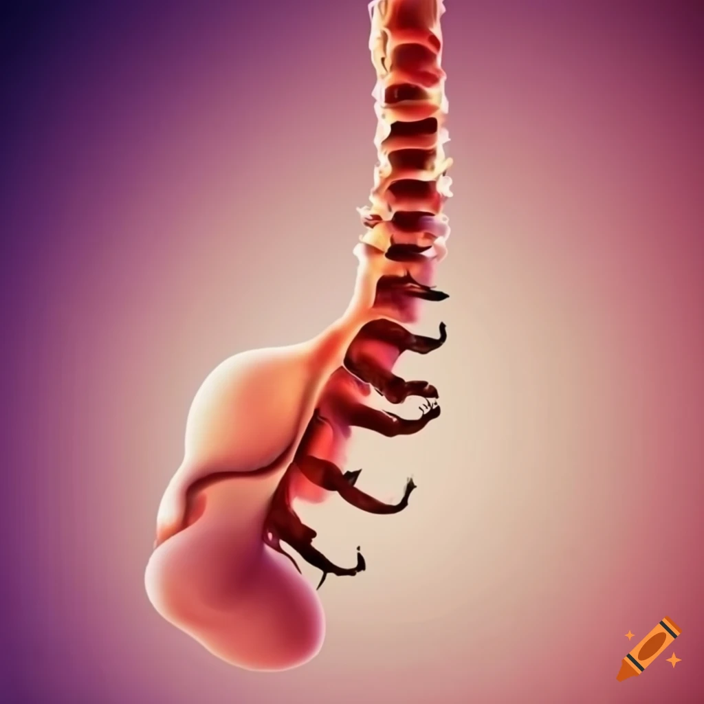 Detailed illustration of a neuroganglionoma tumor in the lower spine