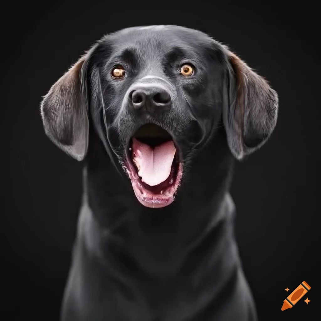 Black labrador retriever in a lush forest setting on Craiyon