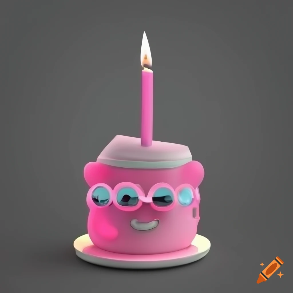 3d rendering of a cute cyber cake with pink sunglasses on Craiyon