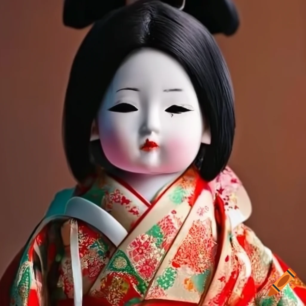 Traditional japanese doll of a girl on Craiyon