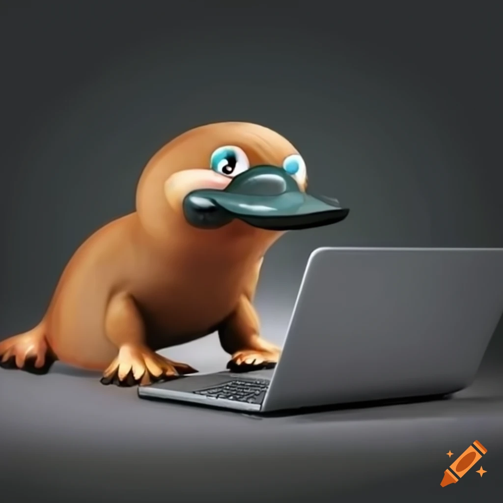 Platypus using a laptop on Craiyon