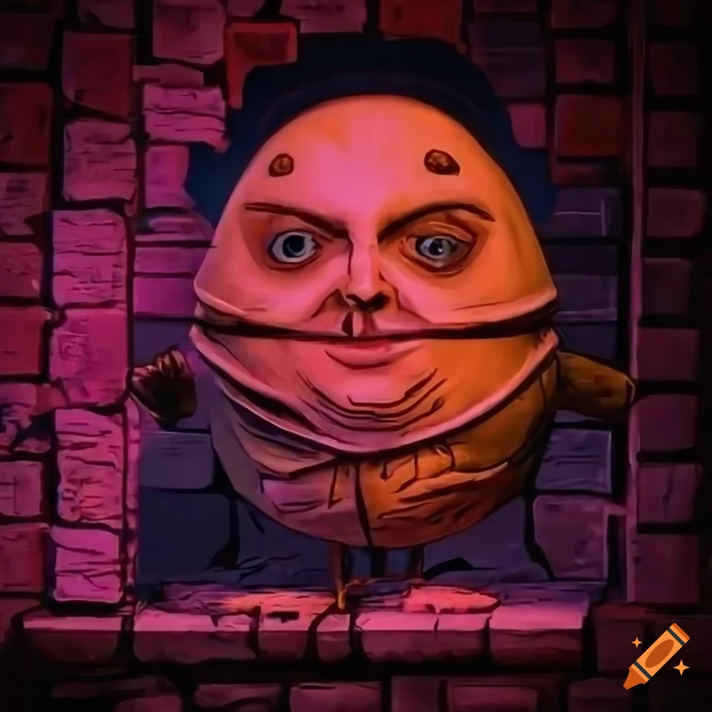 Humpty dumpty in a gothic horror cemetery on Craiyon