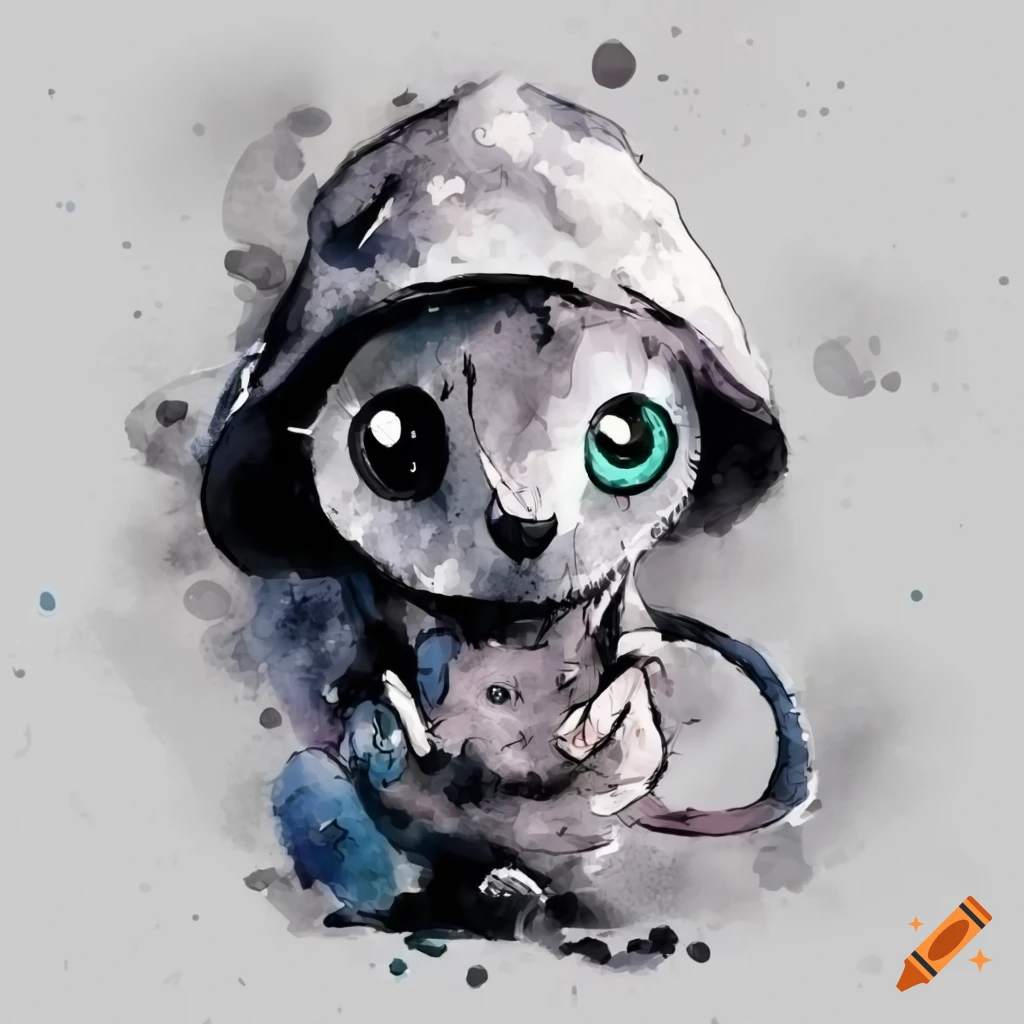 Cute cyberpunk mouse engineer illustration