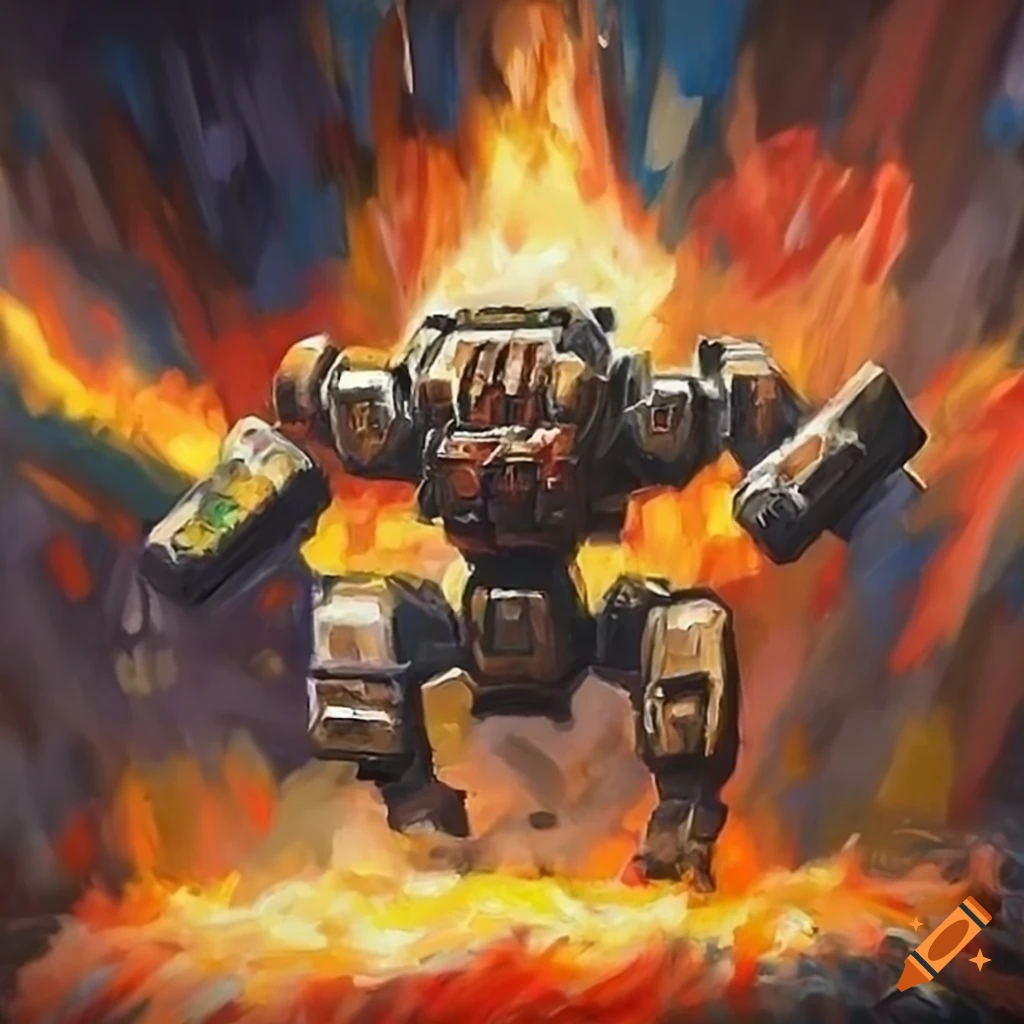 Mech fist-fighting in a futuristic battle on Craiyon