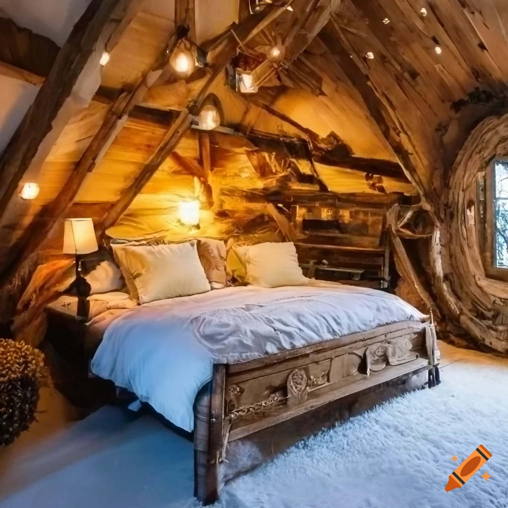 Cozy hobbit bedroom captured in aesthetic photo style on Craiyon