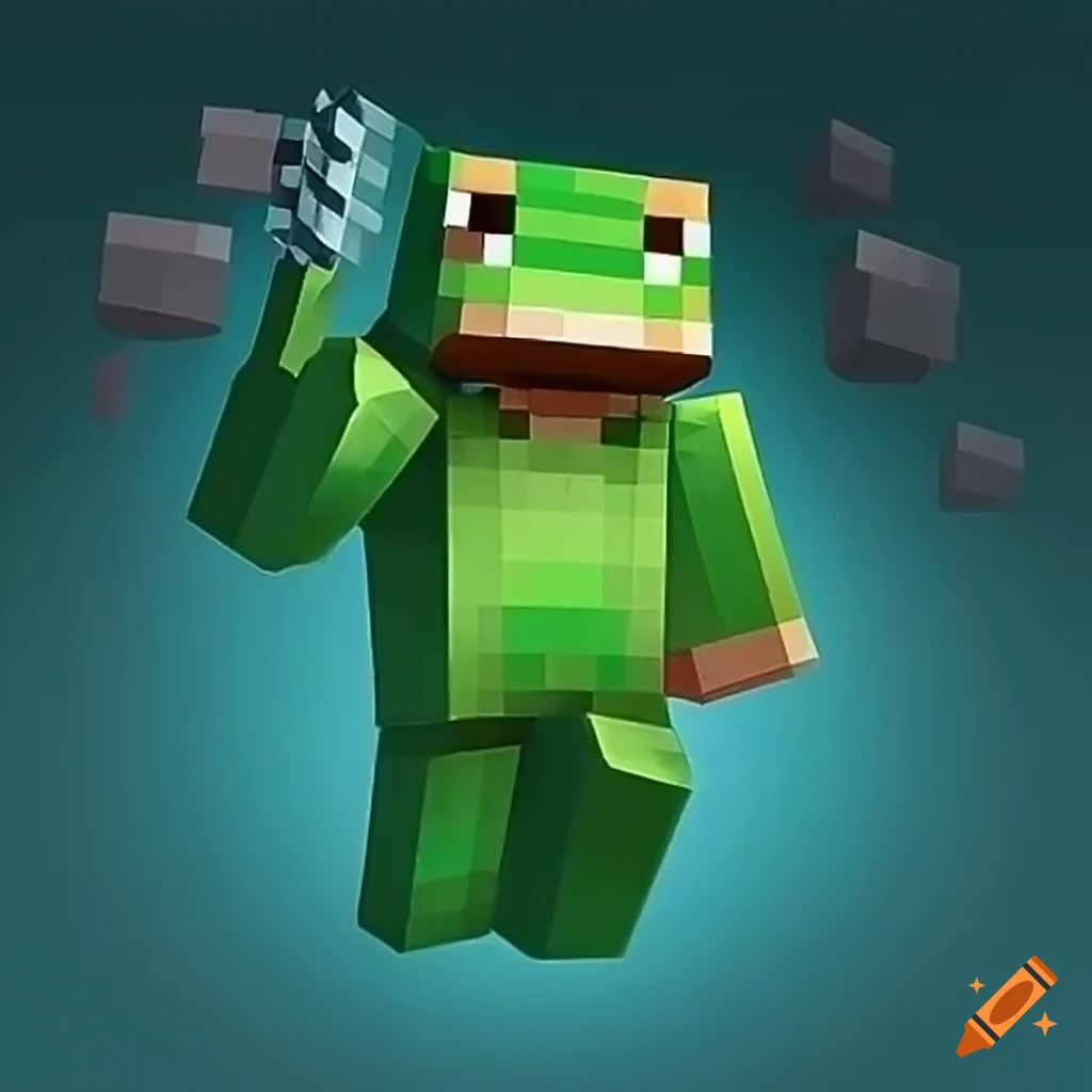 Rana de minecraft jugando en pc on Craiyon