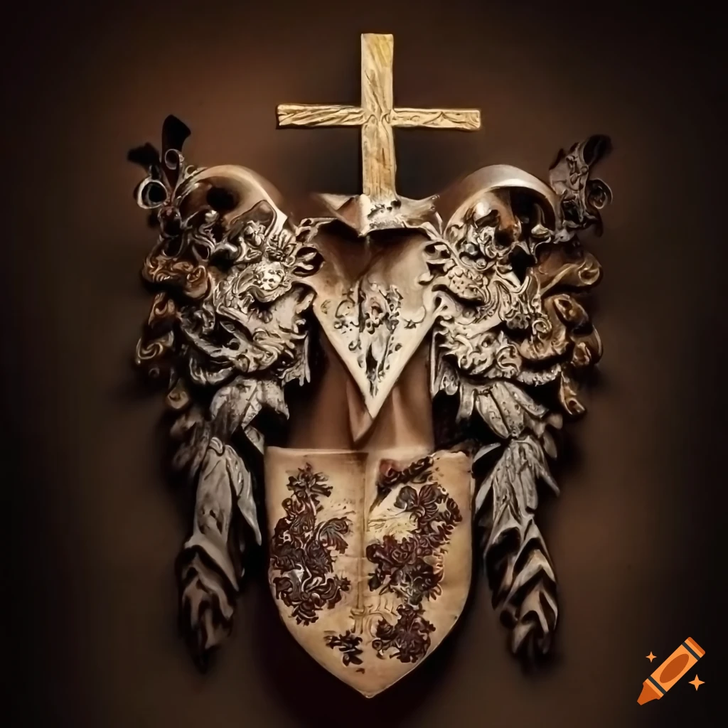 Heraldic crest with crow and cross on Craiyon