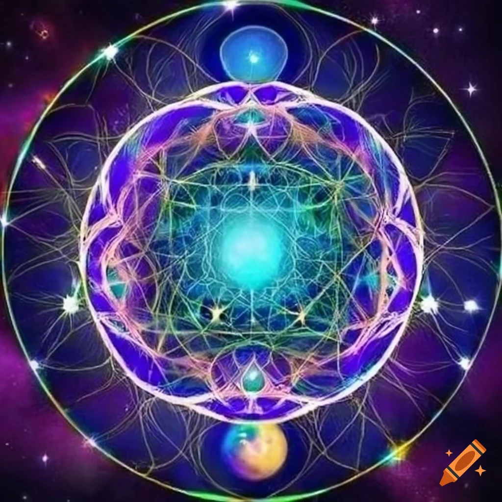 Cosmic god logo design with sacred geometry elements on Craiyon