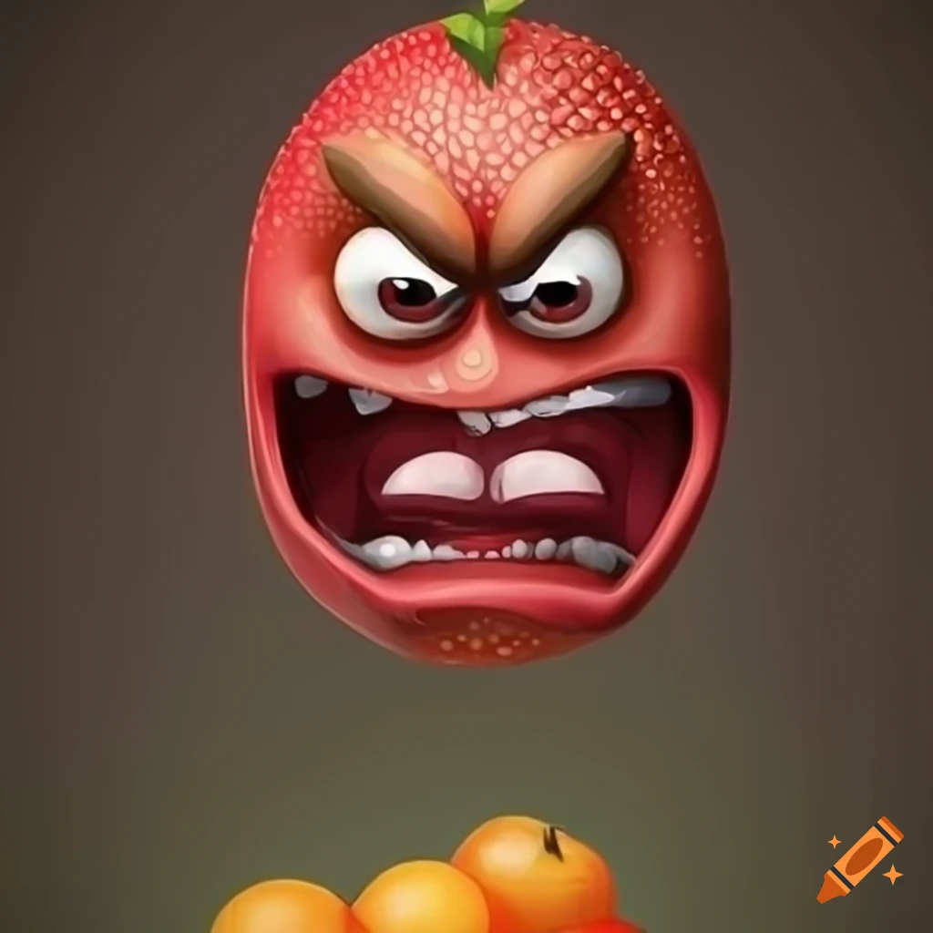 Fruit illustration showcasing anger on Craiyon