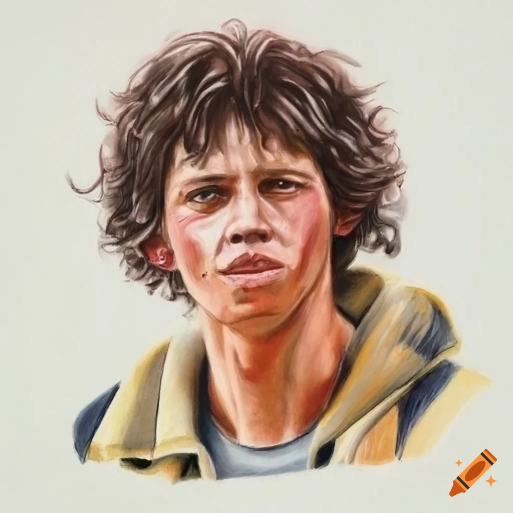 Portrait of rodney mullen in color pencil on Craiyon