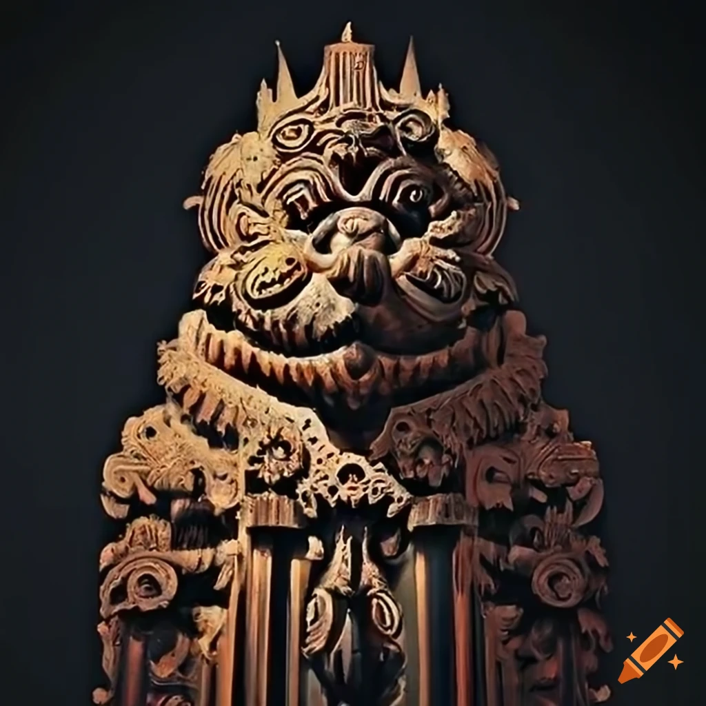 Close-up of a garfield motif carving on Craiyon