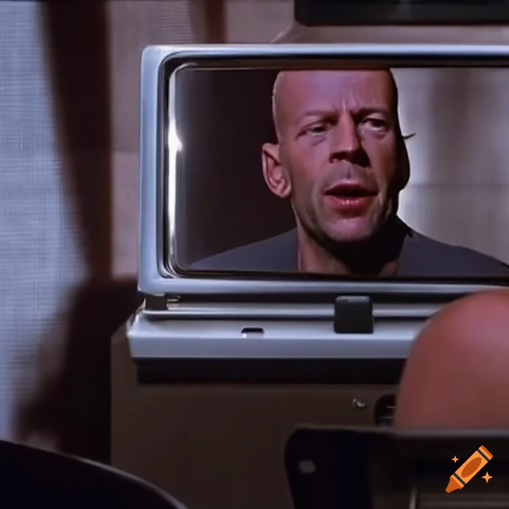 Man watching action movie on tv on Craiyon