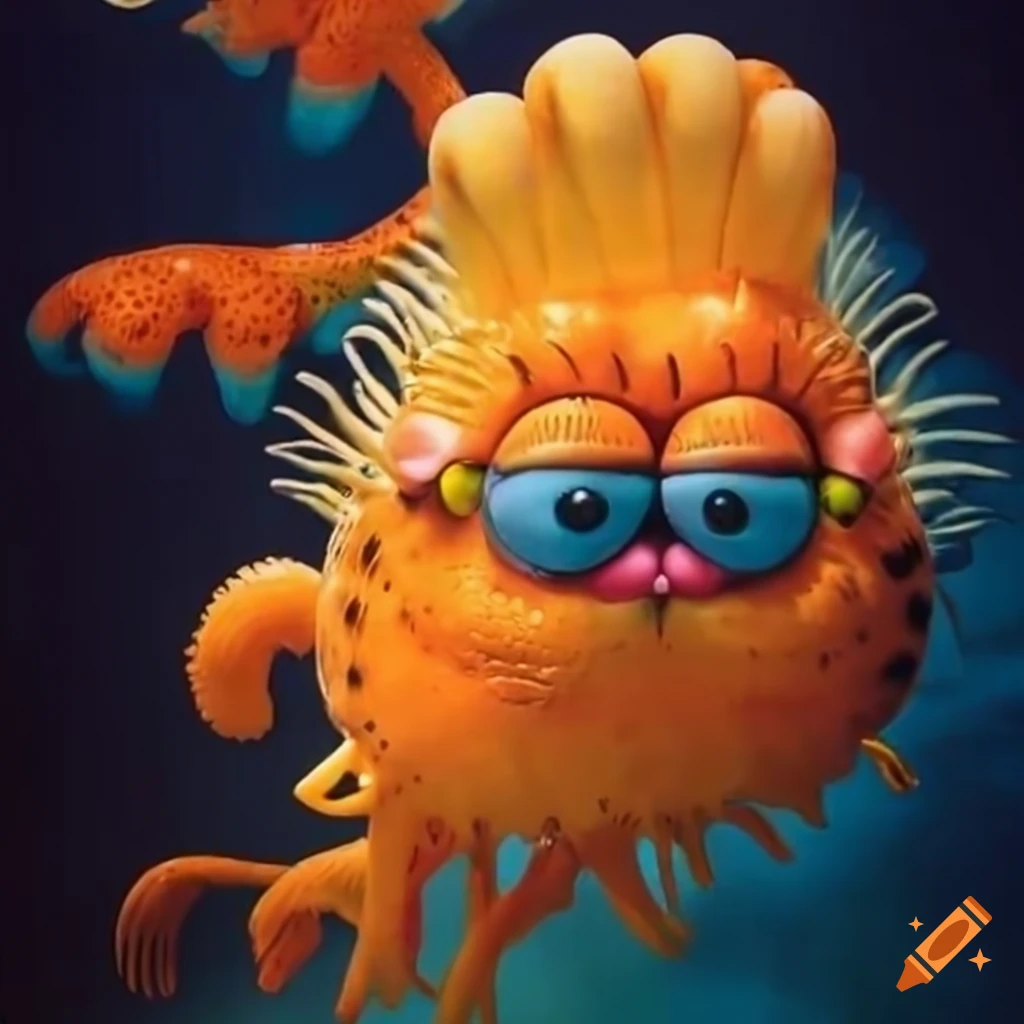 Cartoon image of garfield underwater