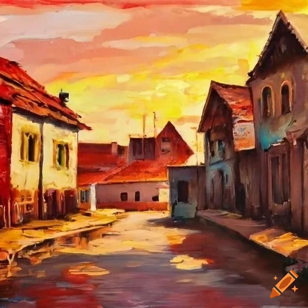 Painting of a socialist utopian village on Craiyon