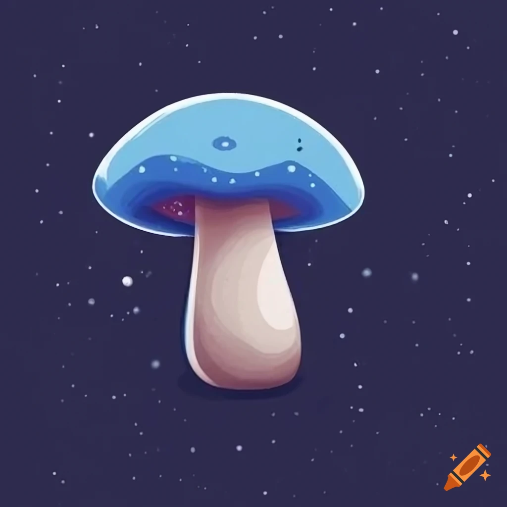 Blue starry space with a mushroom-shaped sandy planet on Craiyon