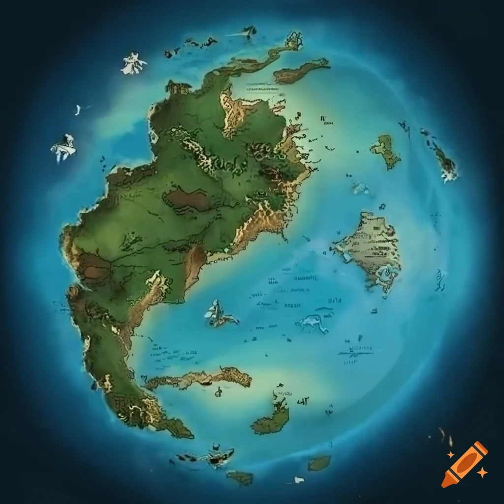 Fantasy map of a continent on Craiyon