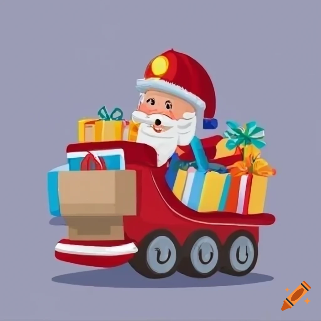 Red and white ambulance with santa's hat on Craiyon