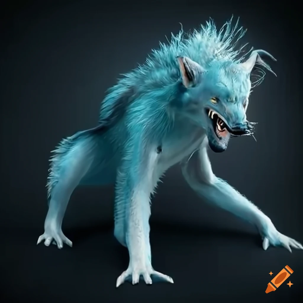 Mythical hybrid animal with crocodile body and wolf head on Craiyon