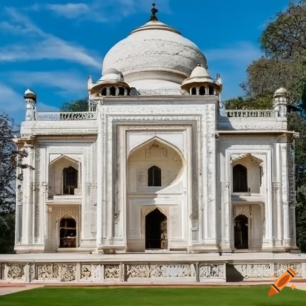 Frontal view of a mughal style white palace