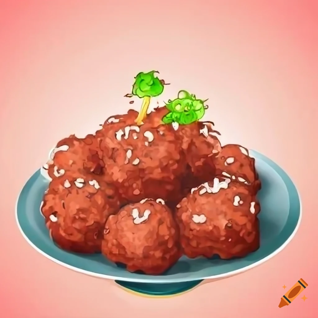 Illustration of a meatball on Craiyon