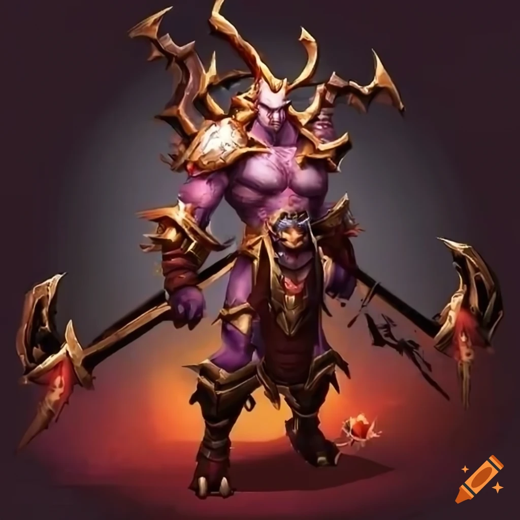 Illustration of a demon fighter in world of warcraft style
