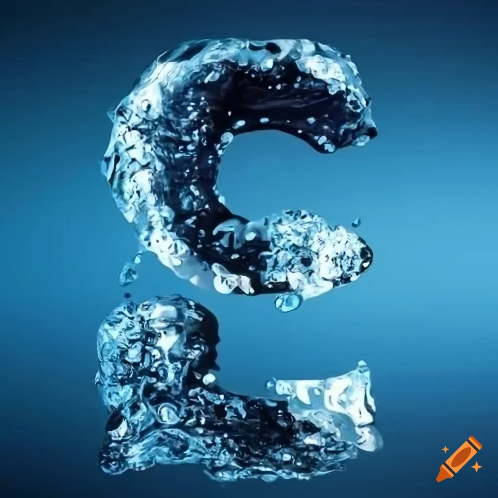 Water typography of letter c on blank background on Craiyon