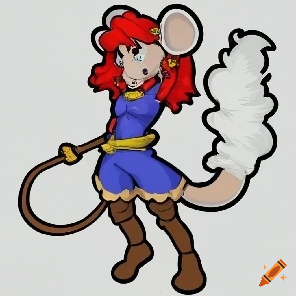 Anthropomorphic White Mouse Pirate With Red Hair On Craiyon