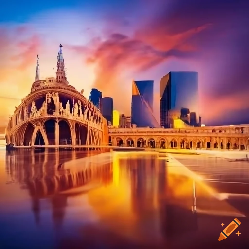 Cityscape of valencia and new york city