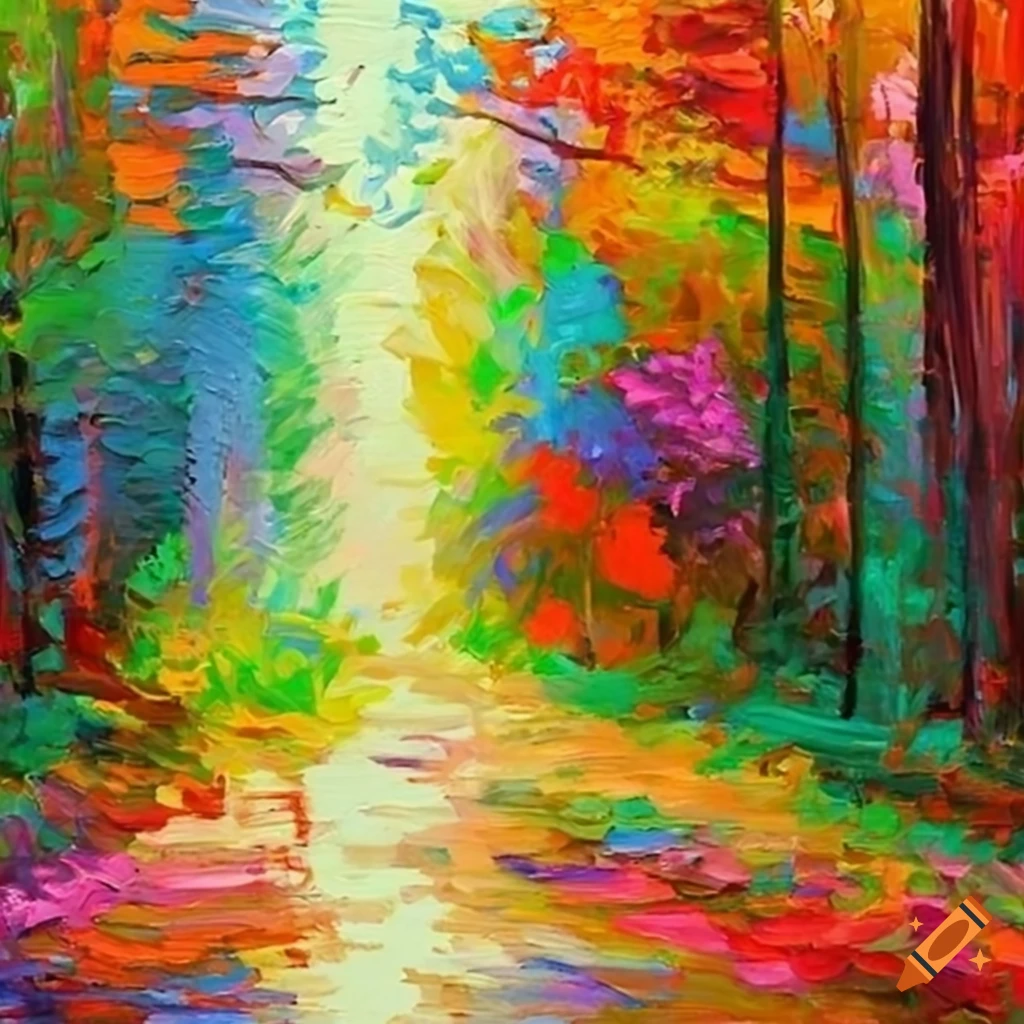 Realistic painting of colorful field of flowers in high resolution on ...