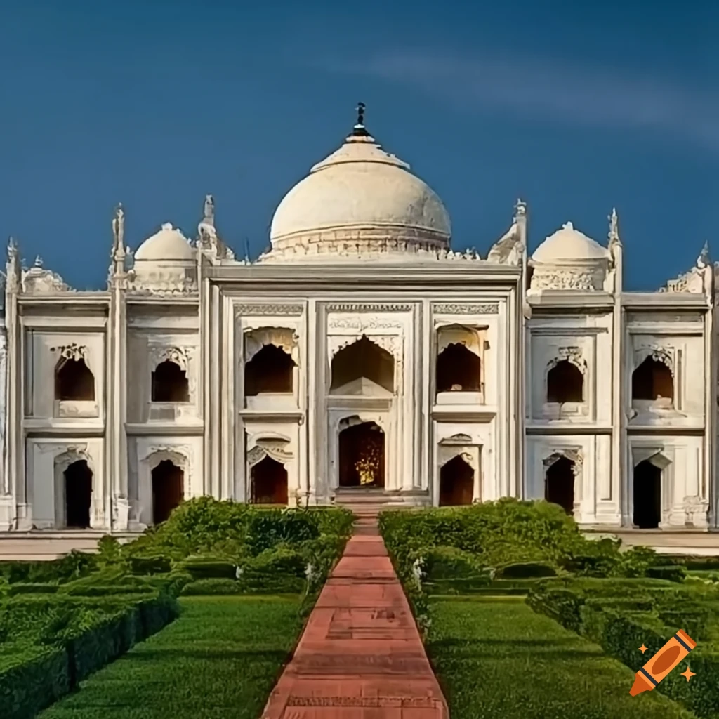 Full frontal elevation of Mughal Mahal White House on Craiyon