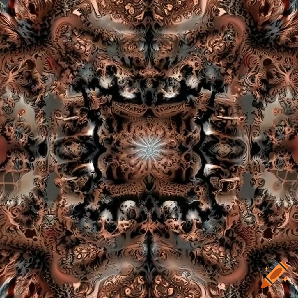 Seamless fractal pattern in beige, brown, silver, black, white, and red ...