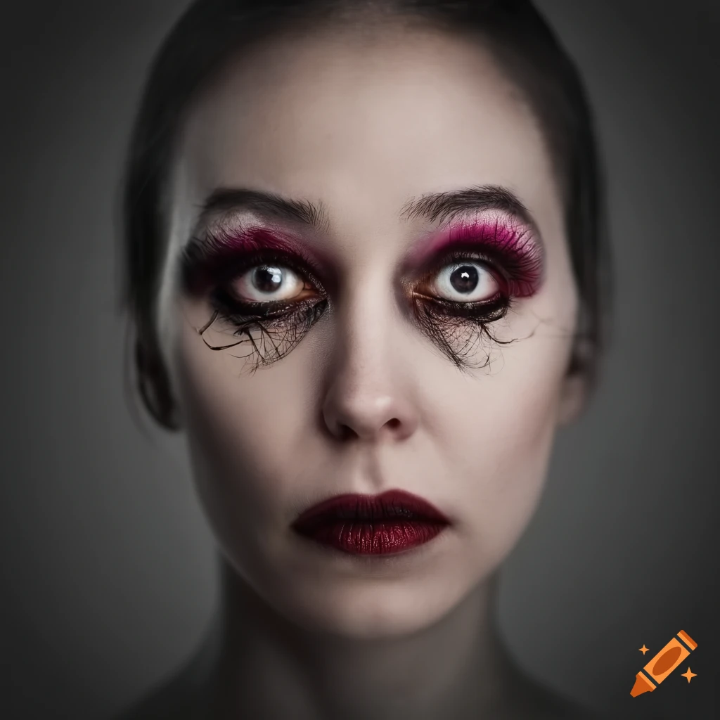 Portrait of a young woman with an intense gaze on Craiyon