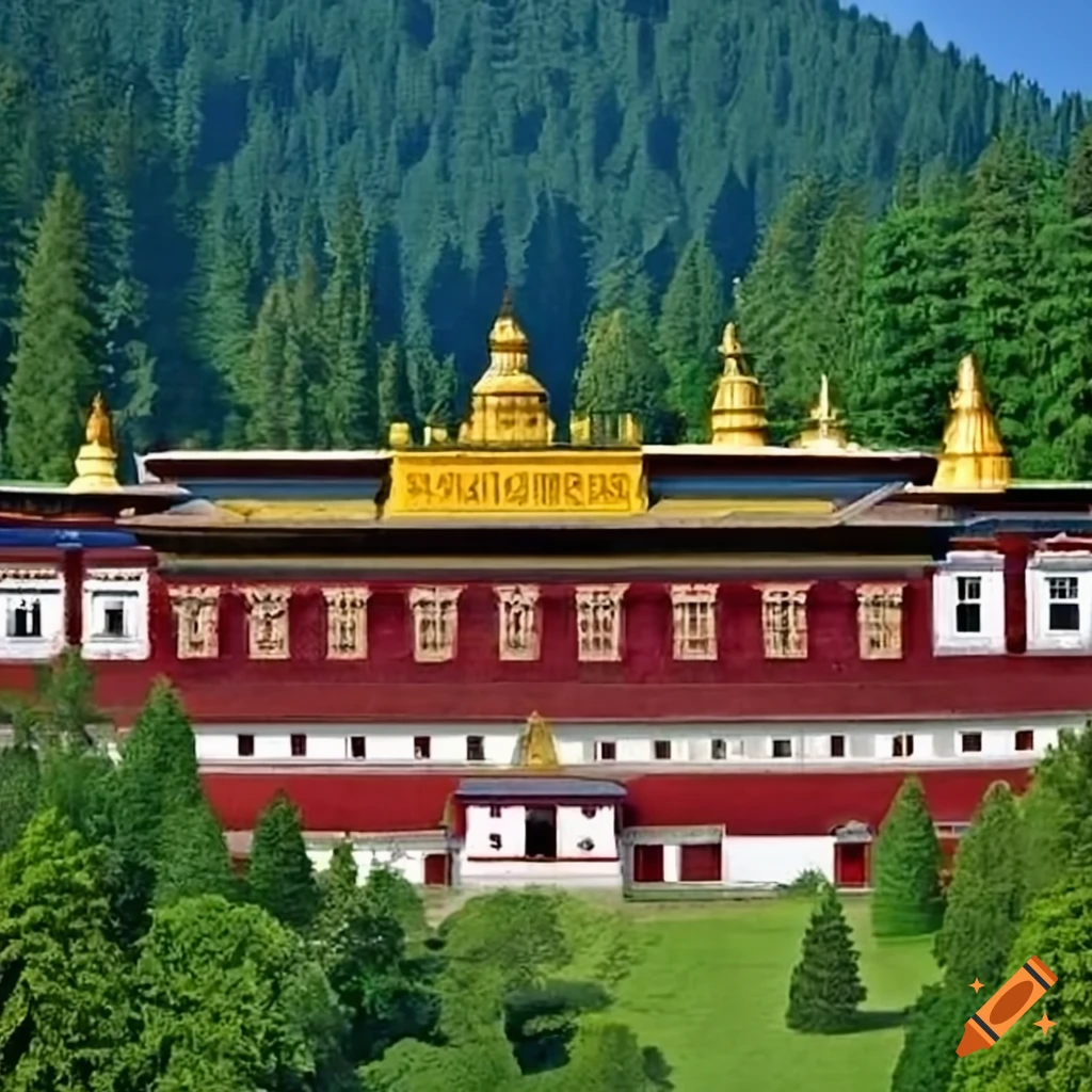 Front view of rumtek monastery on Craiyon