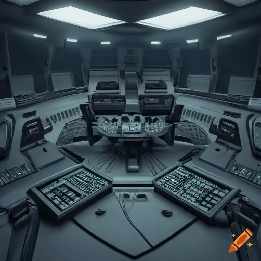 Inside view of a futuristic control room