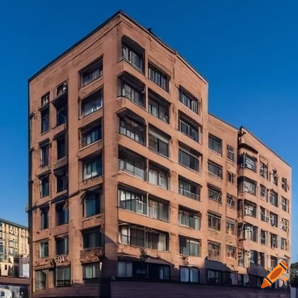 Vibrant multi-functional building with shops and apartments on Craiyon