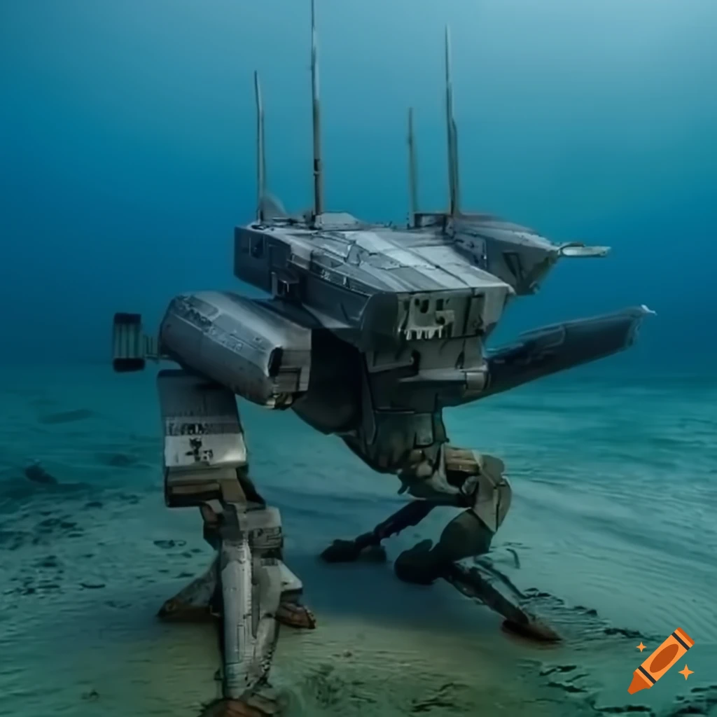 Hydrodynamic armoured mech at the seaside on Craiyon