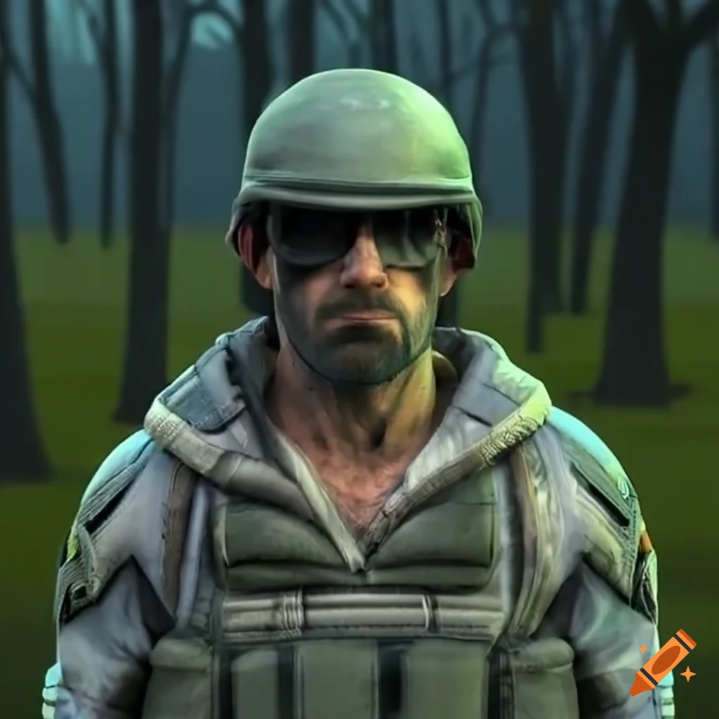 Realistic depiction of a cold war american soldier in the woods on Craiyon