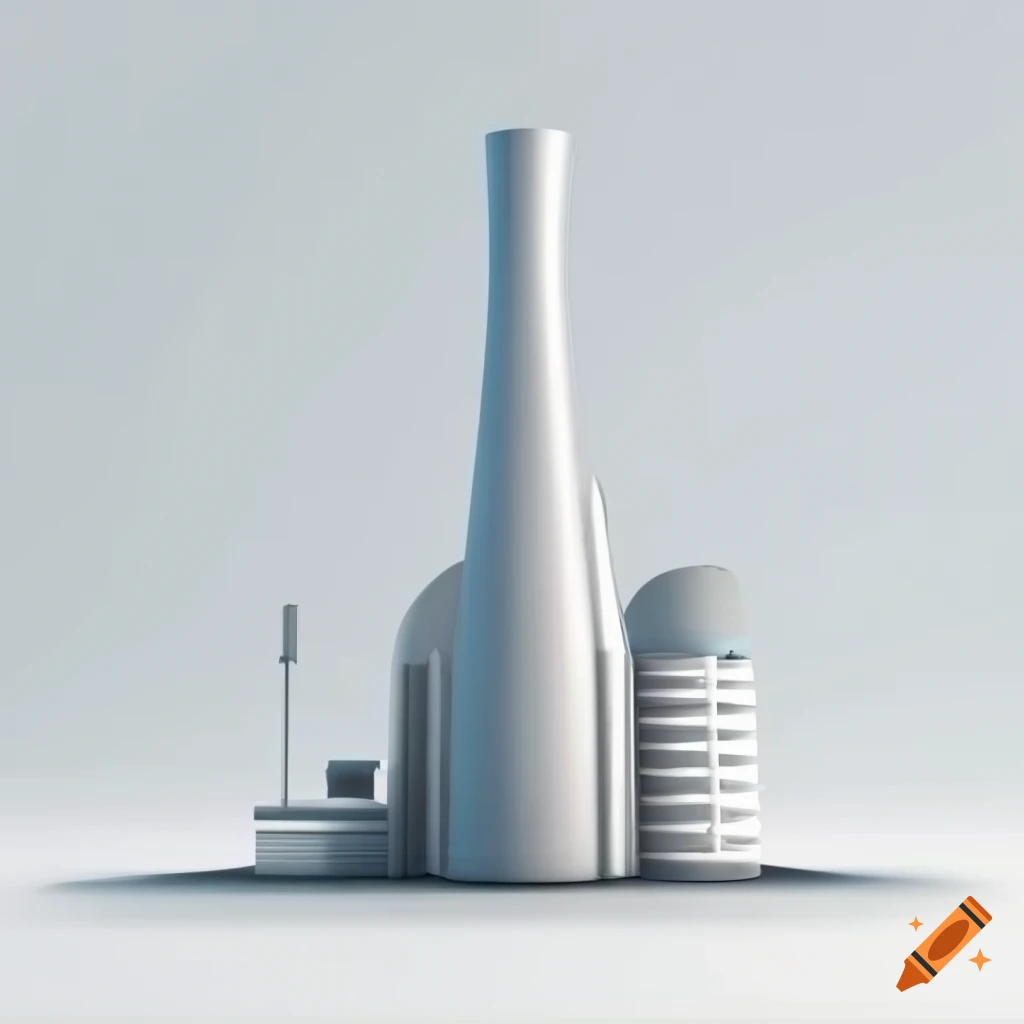 3d rendering of a factory on white background